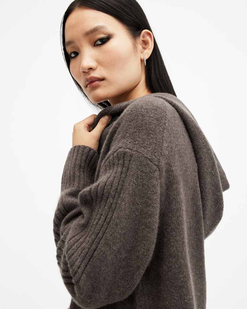 Ines Recycled Cashmere Wool Blend Hoodie MOCCA BROWN | ALLSAINTS